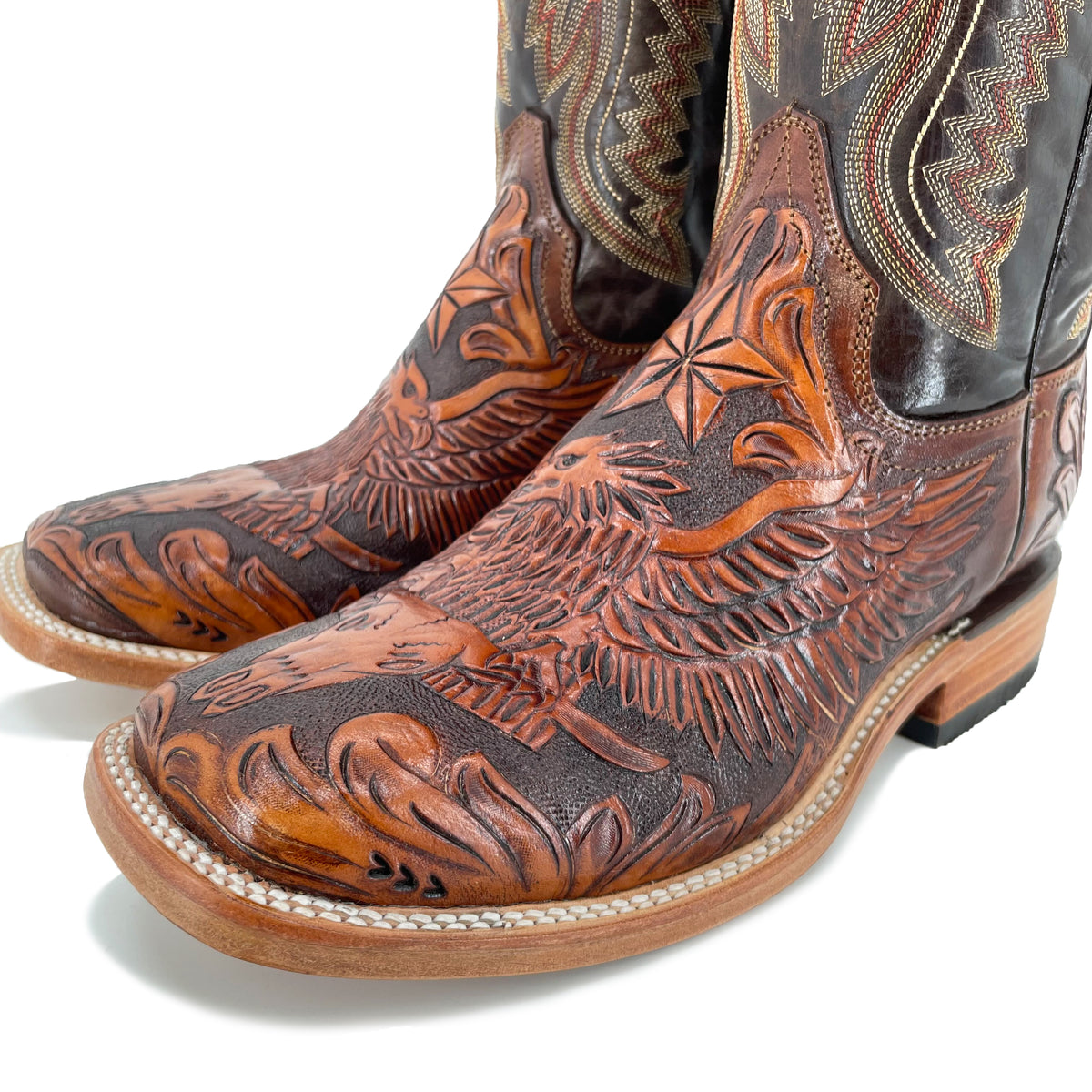 Men's Bulldog Hand Tooled Boots- Wrath of the Eagle Bitone – Roman ...