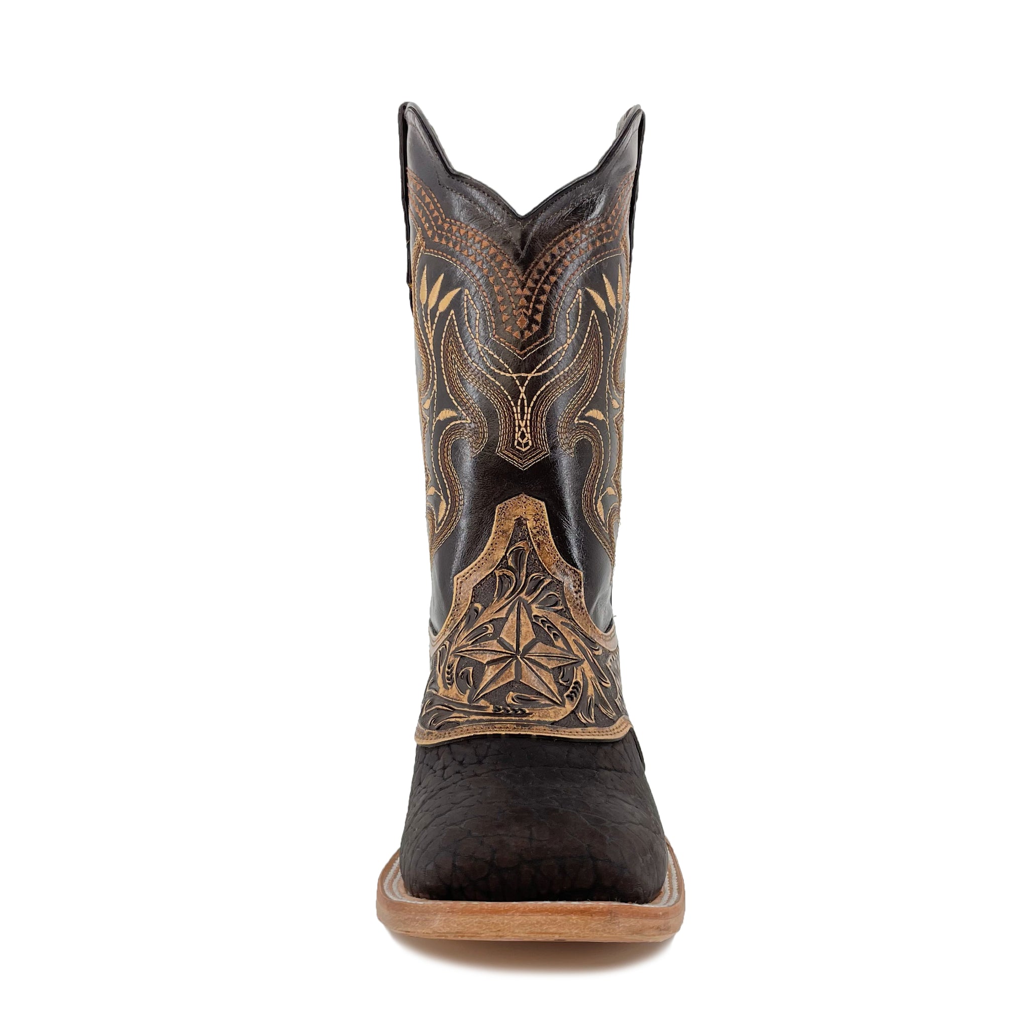 Men's Bulldog Hand Tooled Boots- Bull Neck Brown – Roman Boots TX RB