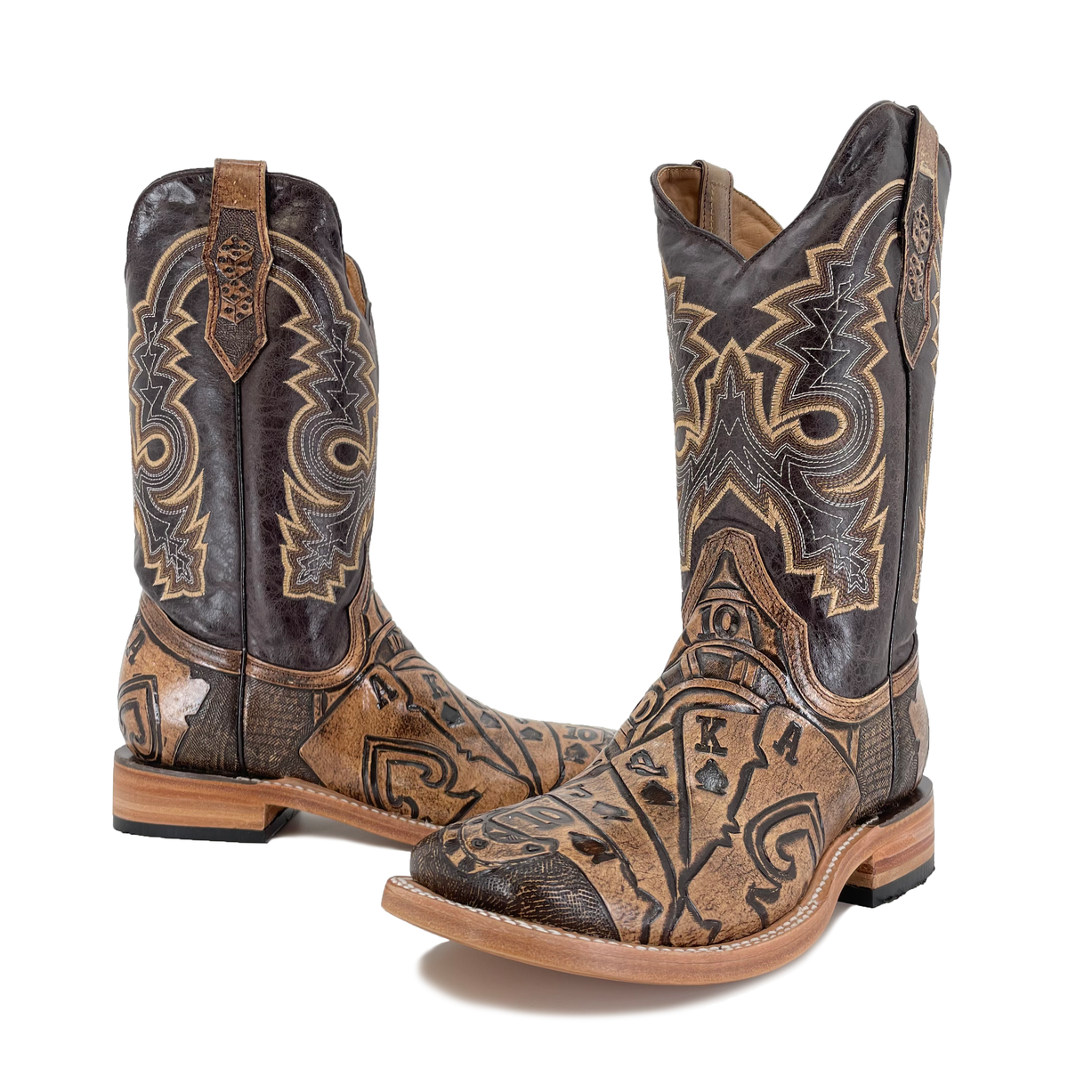 Men's Bulldog Hand Tooled Boots - Royal Flush Rustic – Roman Boots TX RB