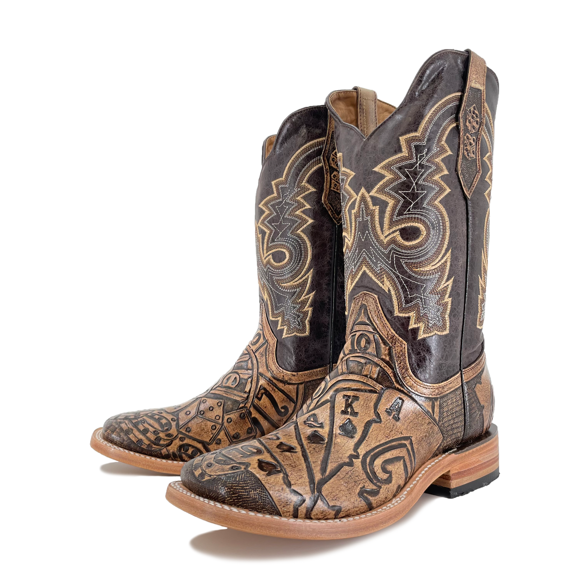 Men's Bulldog Hand Tooled Boots - Royal Flush Rustic – Roman Boots TX RB