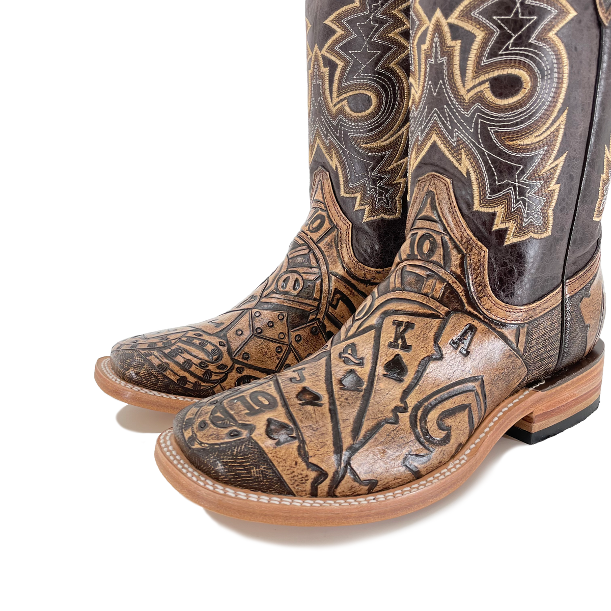 Men's Bulldog Hand Tooled Boots - Royal Flush Rustic – Roman Boots TX RB