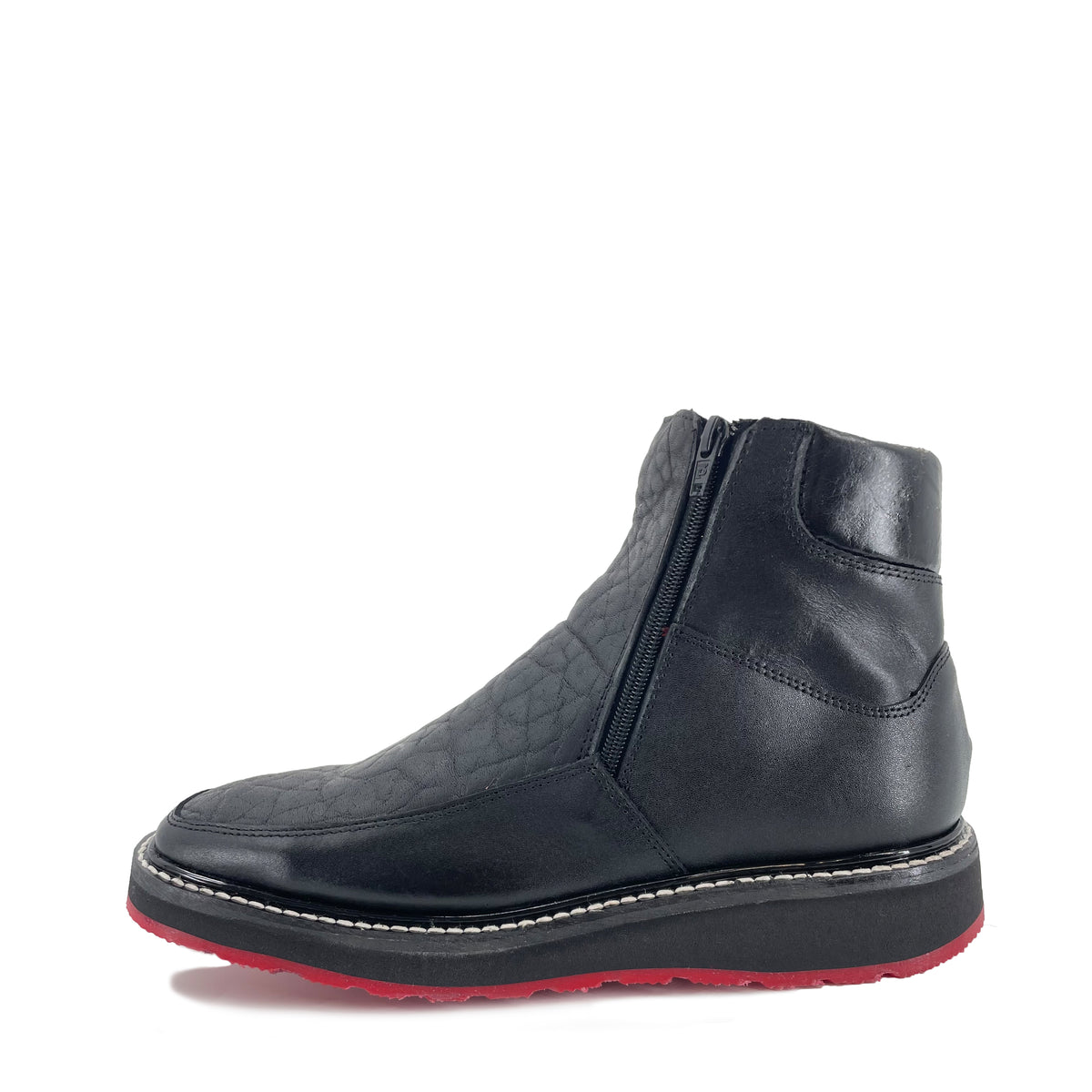 Men’s Western Boots - Bullneck Black With Double Zipper – Roman Boots TX RB